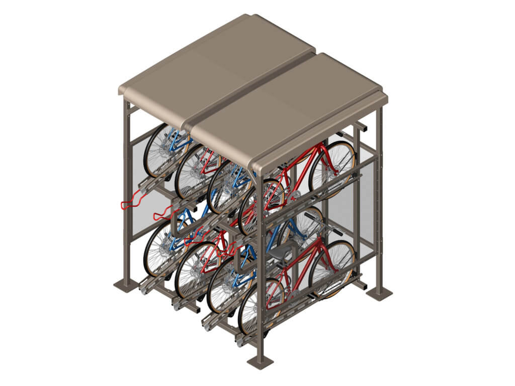 Double Tier Bike Racks | 2-Tier Quad Hi-Density Bike Rack | CycleSafe